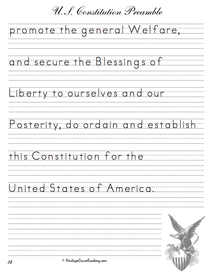 History Handwriting Copywork – Cursive and Manuscript – Heritage Grove ...